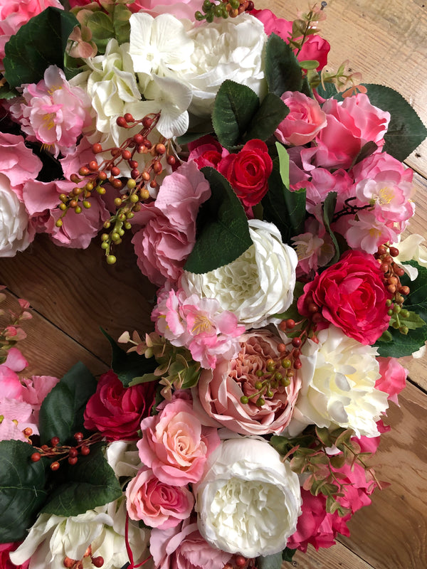 Cabbage Rose Summer Wreath - Bonnie Harms Designs